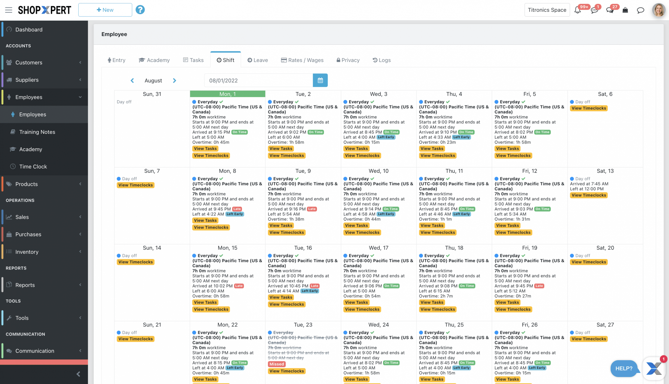 Time Clock - ShopXpert