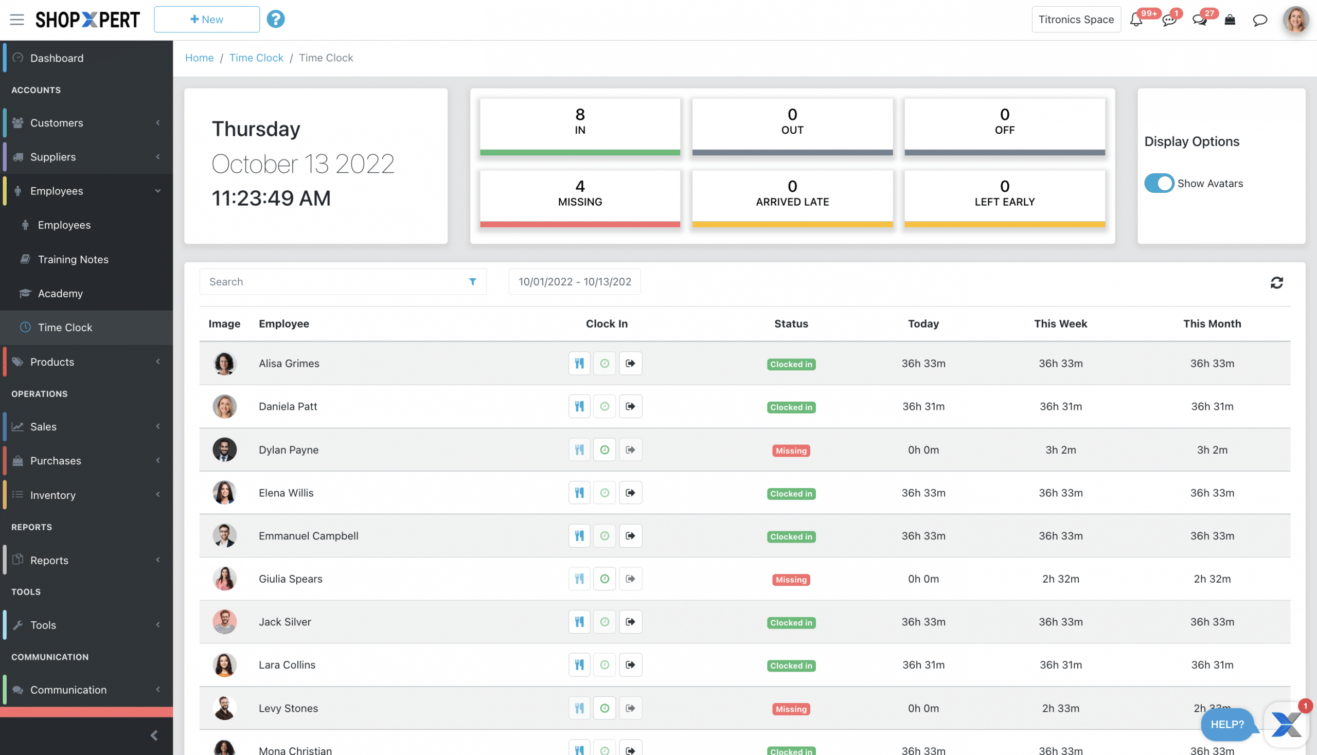 Time Clock - ShopXpert